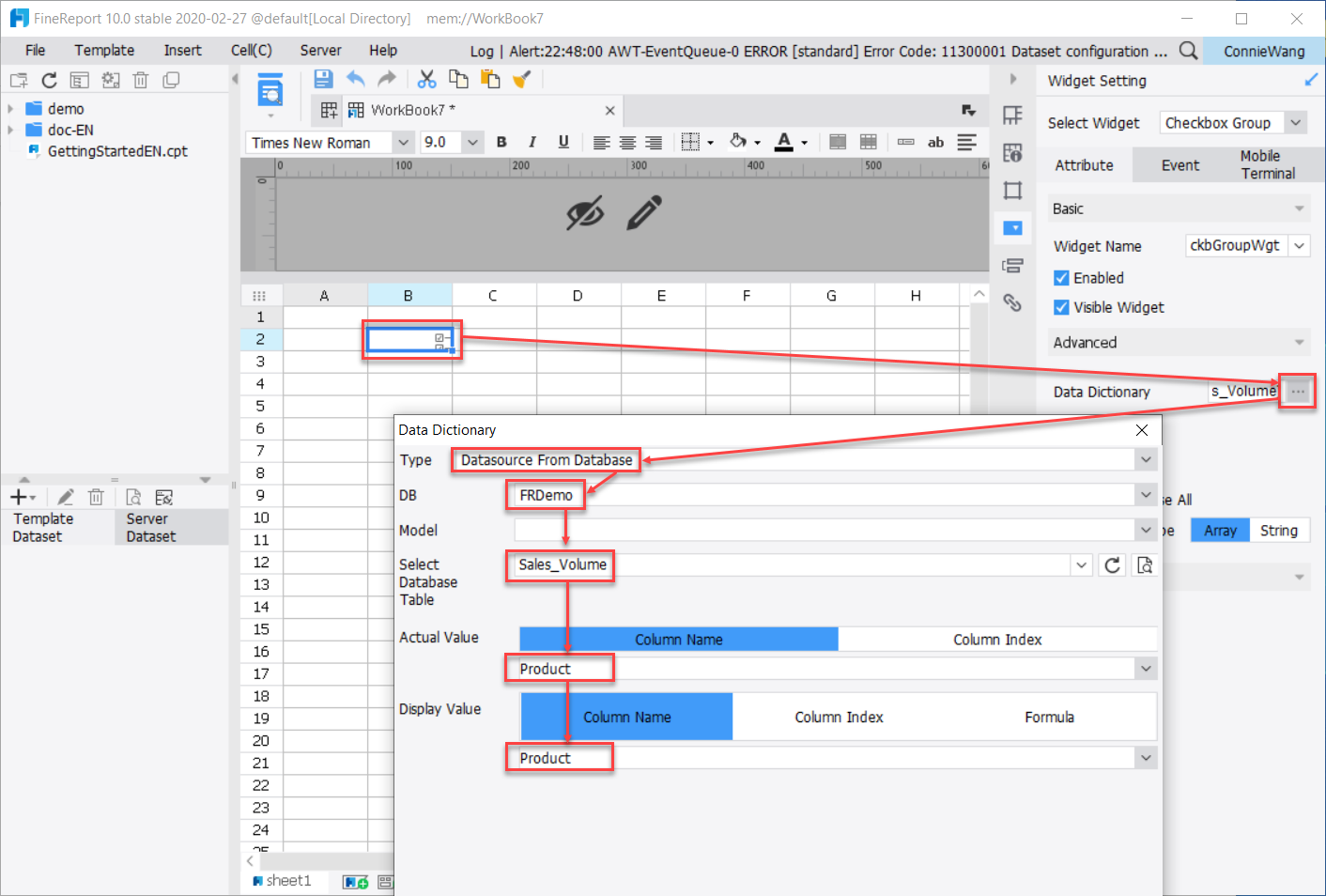 Report Checkbox Group Widget-FineReport Help Document