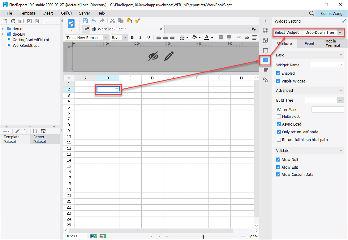 Report Drop-down Tree-FineReport Help Document