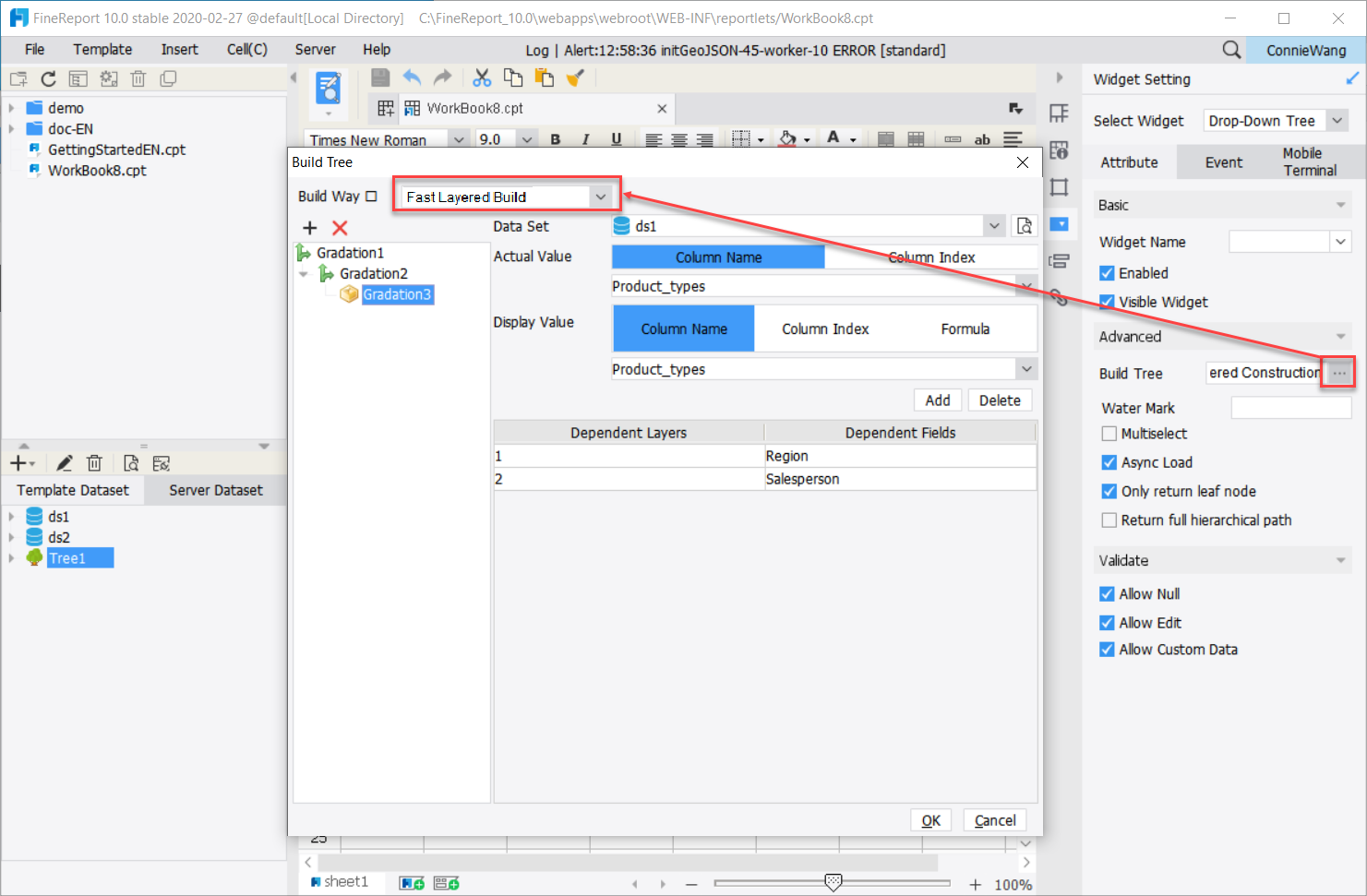 Report Drop-down Tree-FineReport Help Document