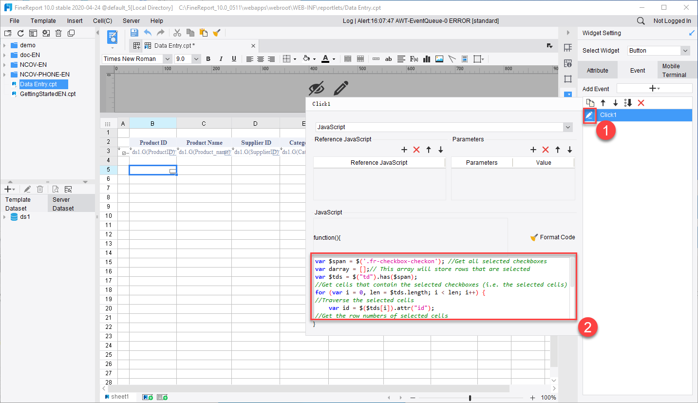 Row-based Data Entry-FineReport Help Document
