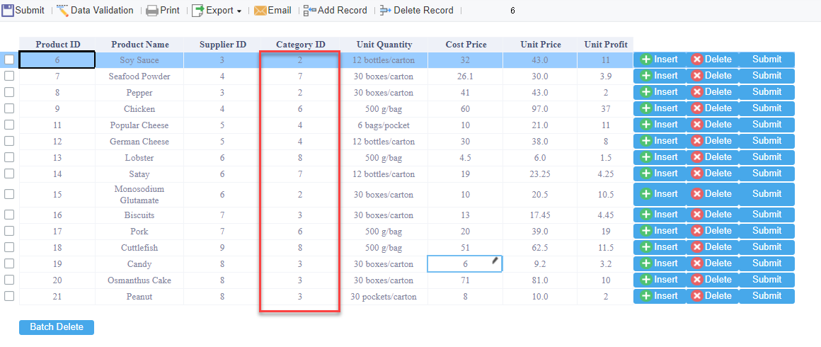 Row-based Data Entry-FineReport Help Document