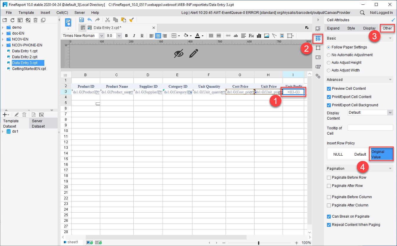 Row-based Data Entry-FineReport Help Document