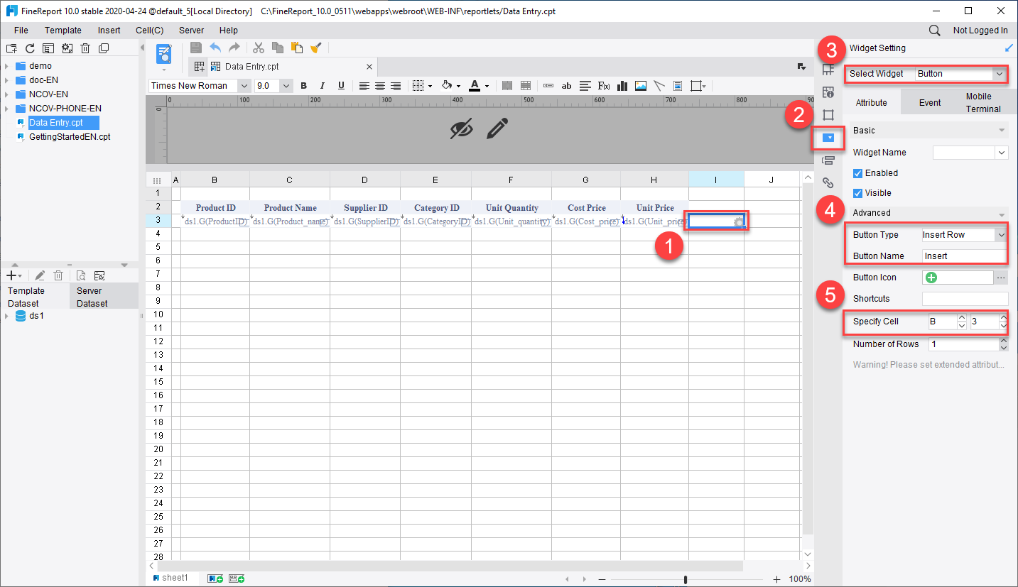 Row-based Data Entry-FineReport Help Document