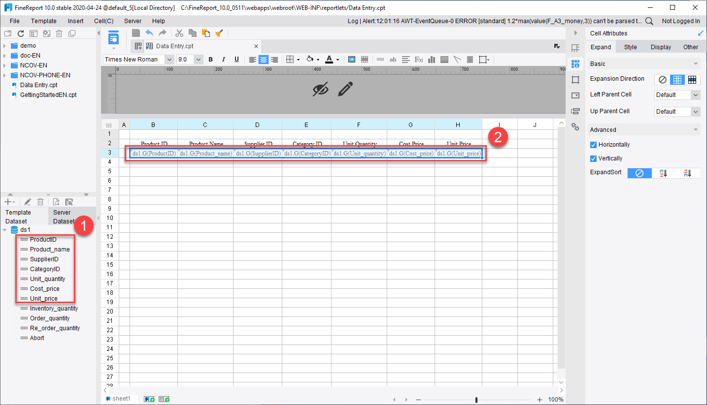 Row-based Data Entry-FineReport Help Document