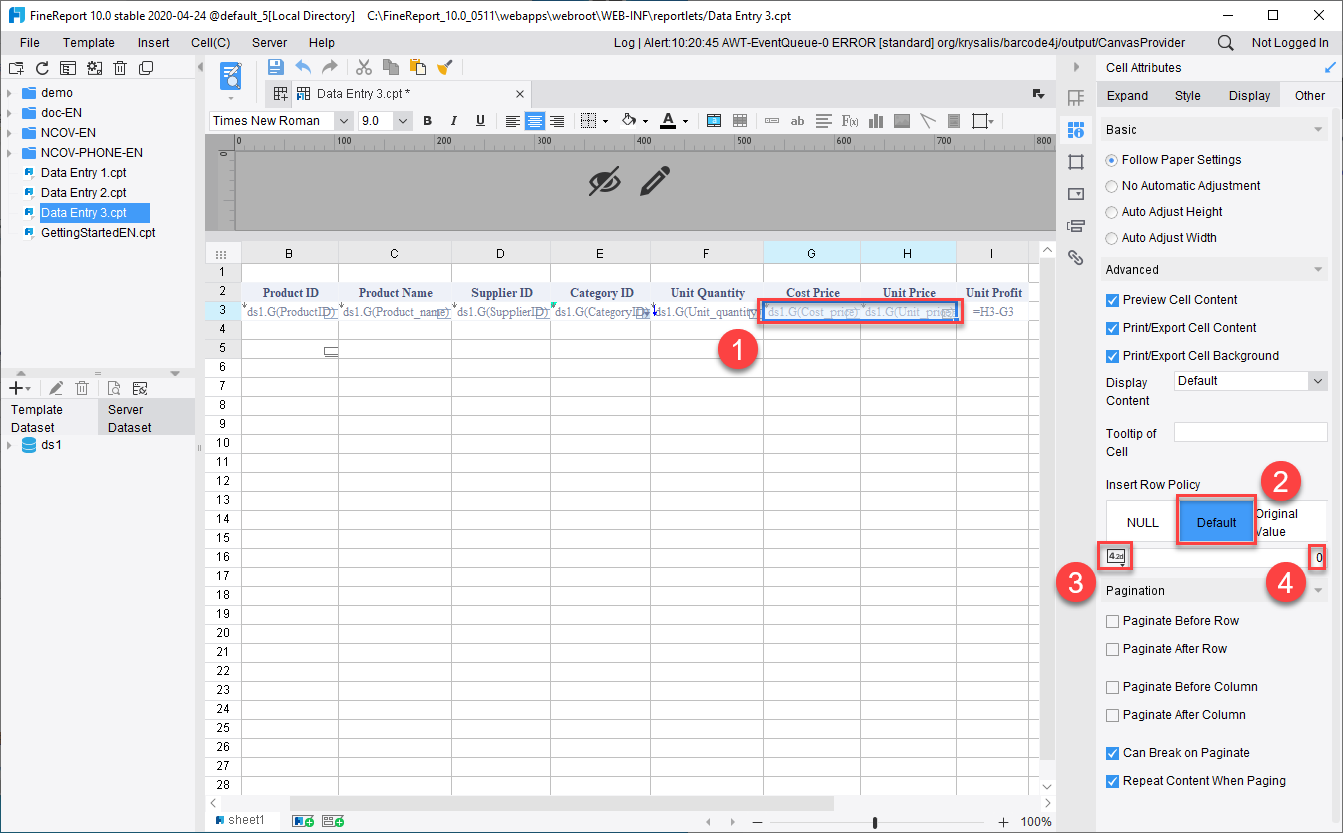 Row-based Data Entry-FineReport Help Document
