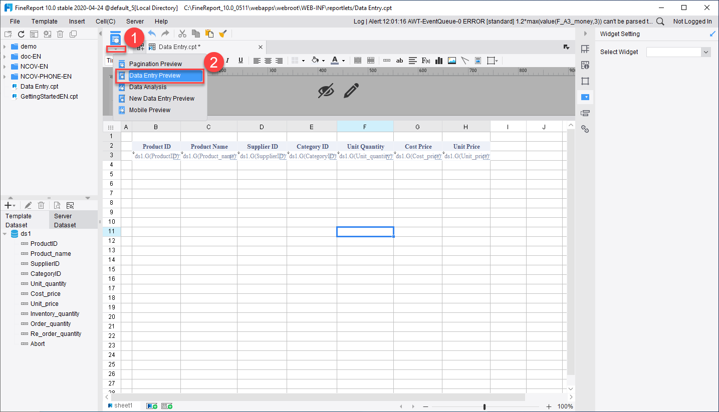 Row-based Data Entry-FineReport Help Document