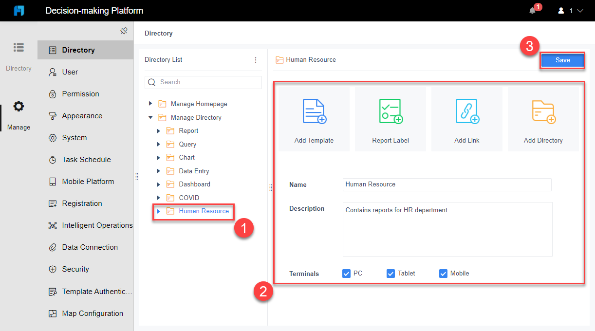 Directory Management-FineReport Help Document