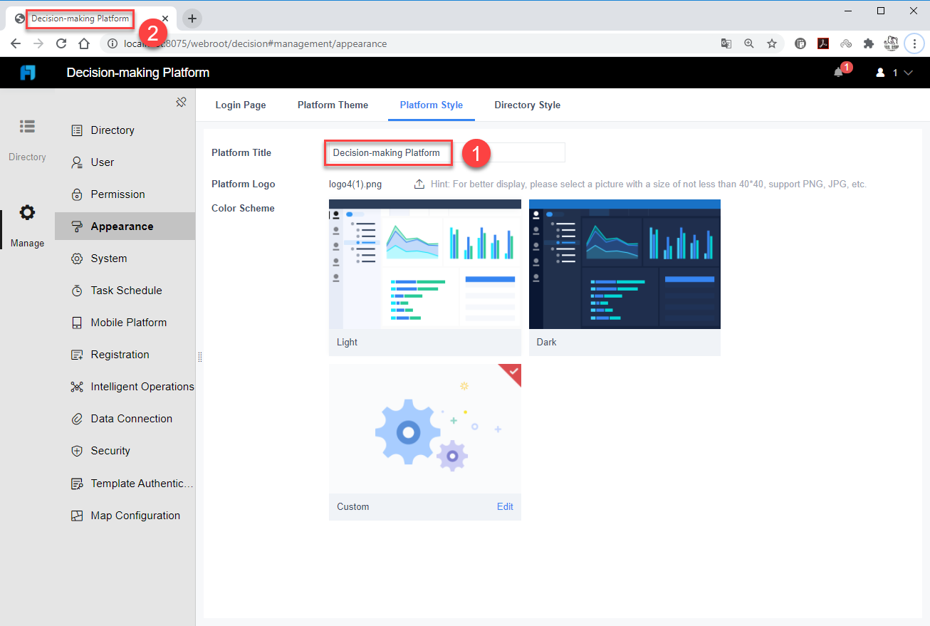 Platform Style-FineReport Help Document