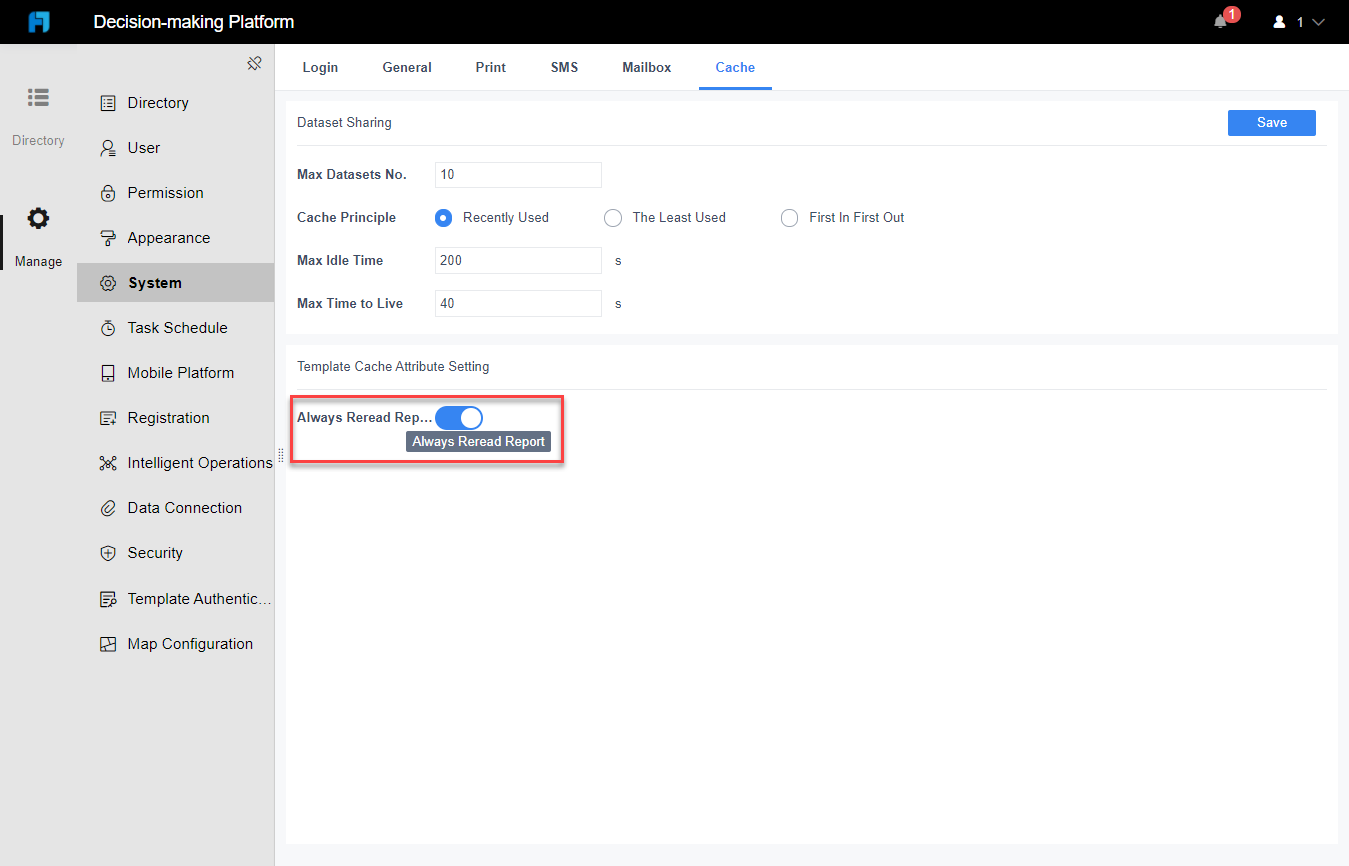 Cache Setting-FineReport Help Document