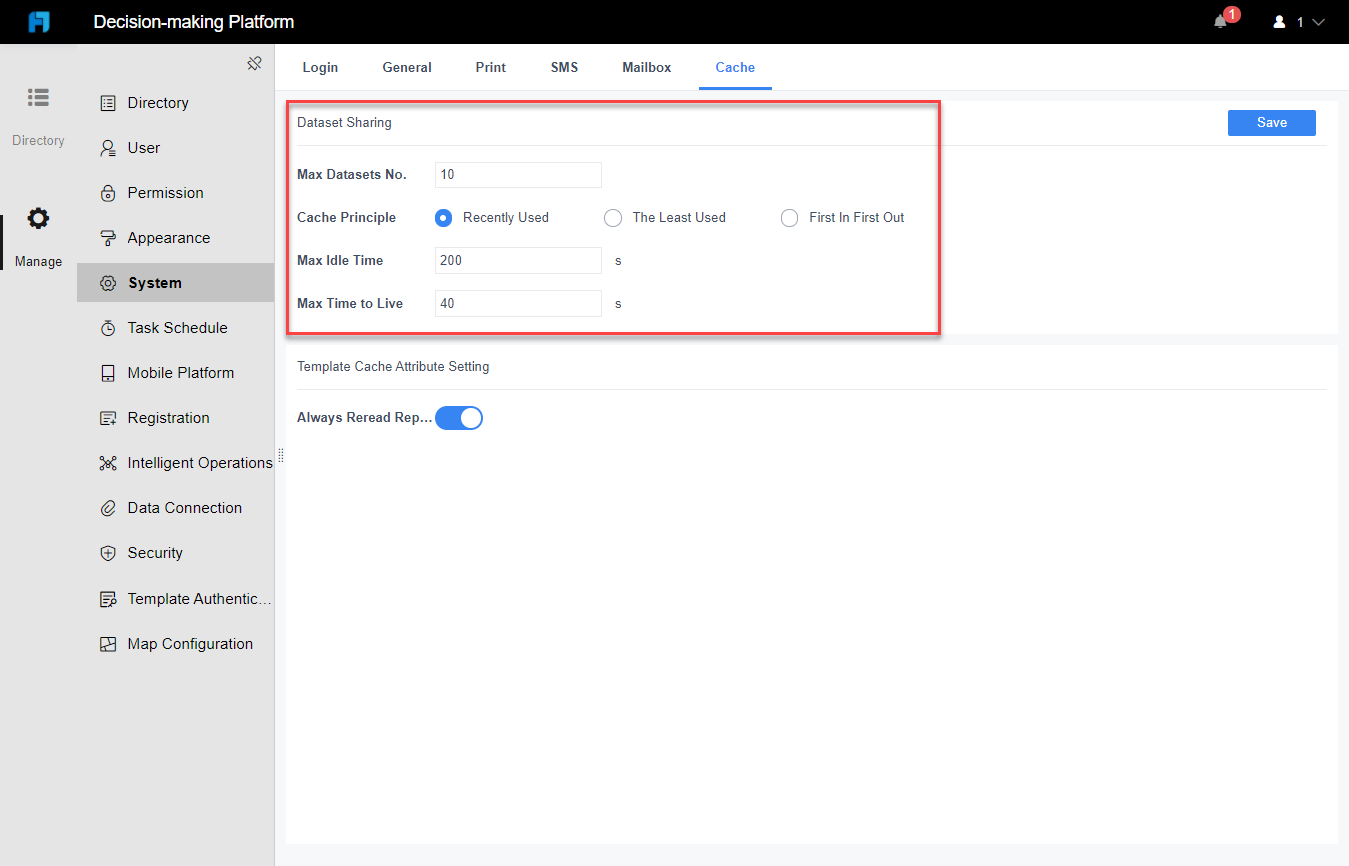 Cache Setting-FineReport Help Document