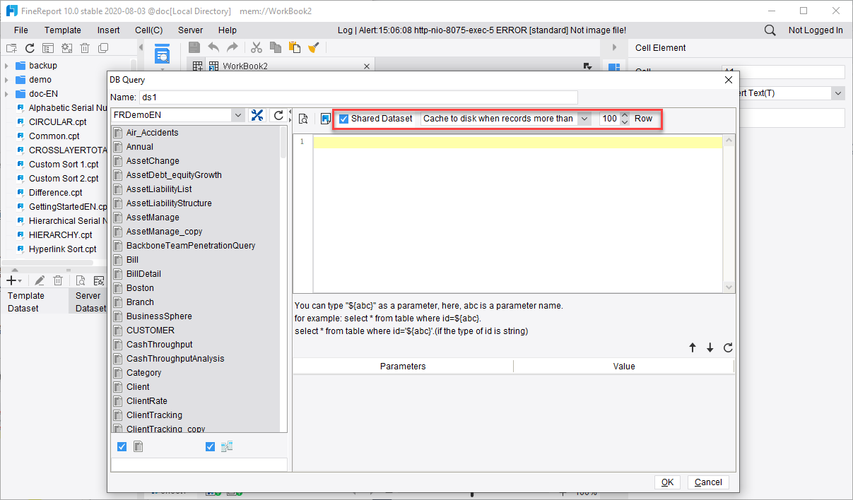 Cache Setting-FineReport Help Document