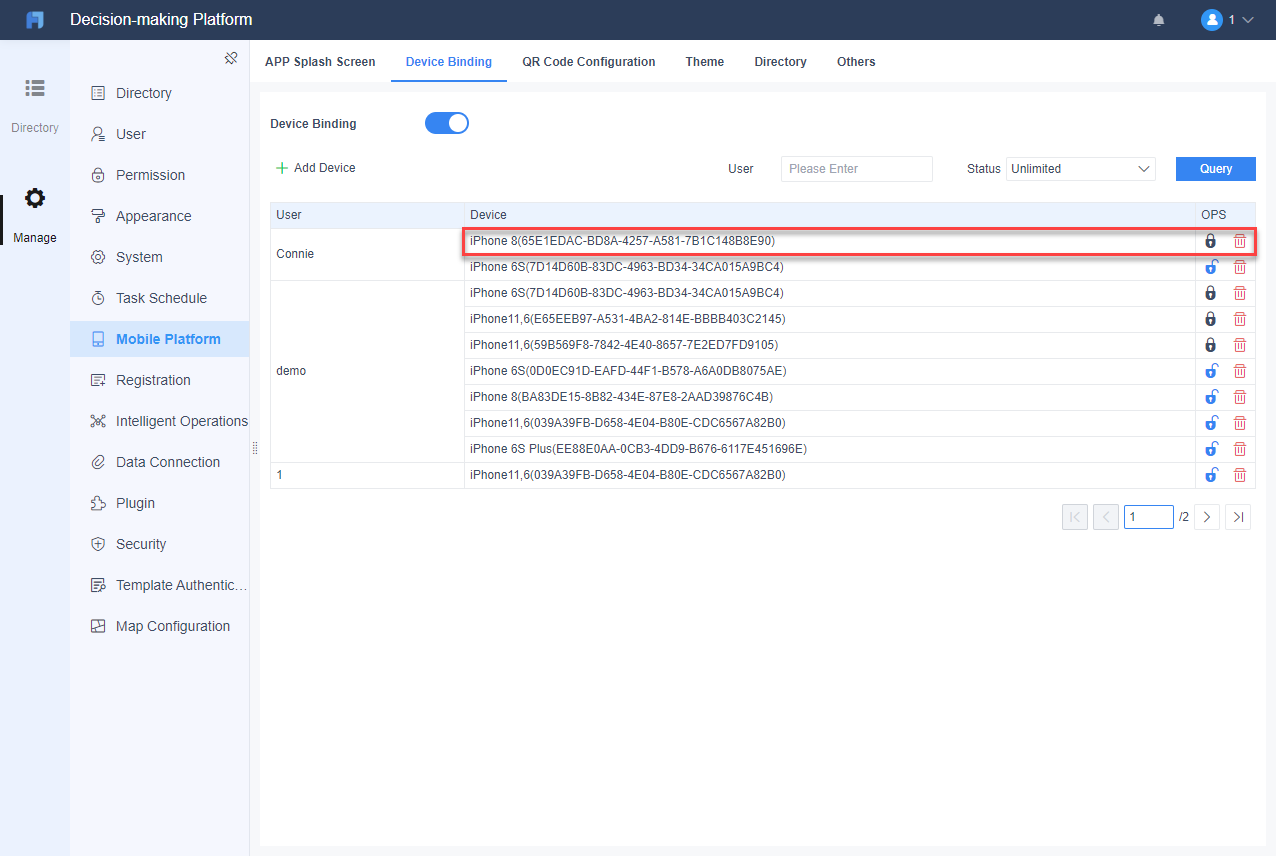 Mobile Device Binding-FineReport Help Document