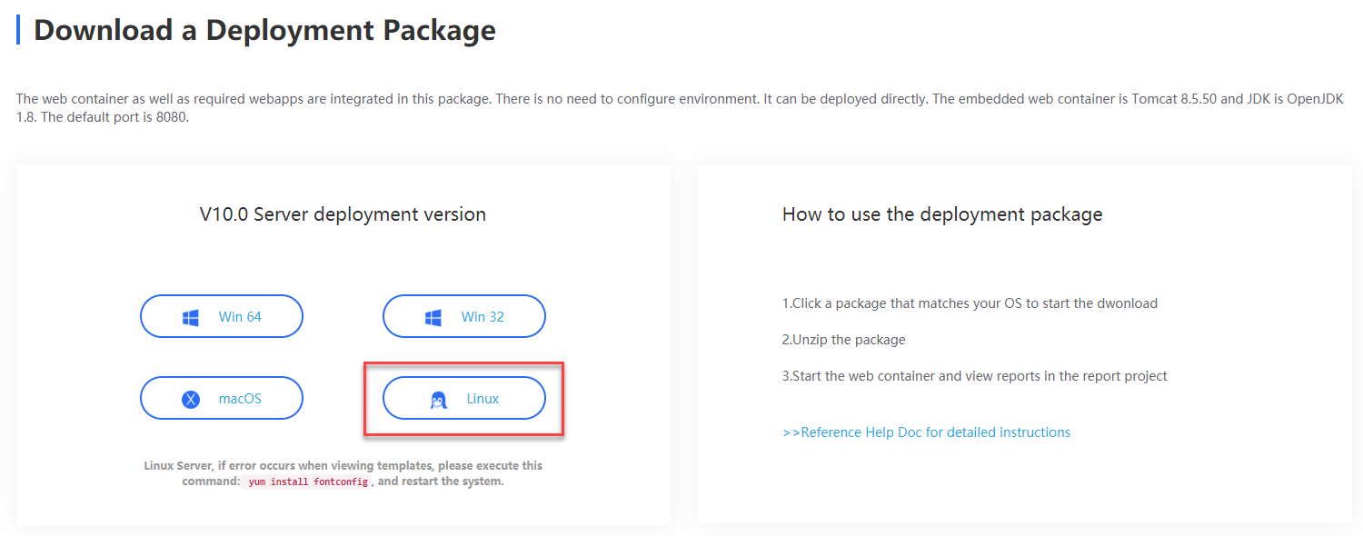 Server Deployment Package-FineReport Help Document