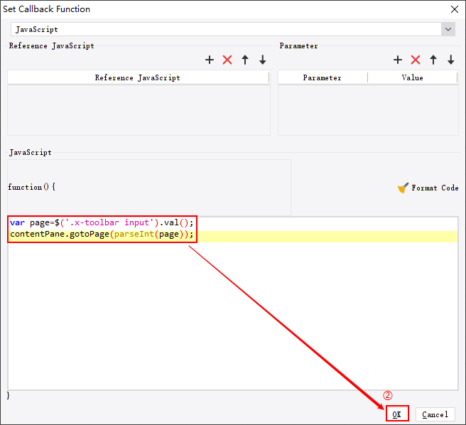 JS Add a Button to Toolbar for Jumping to a Specific Page-FineReport Help Document