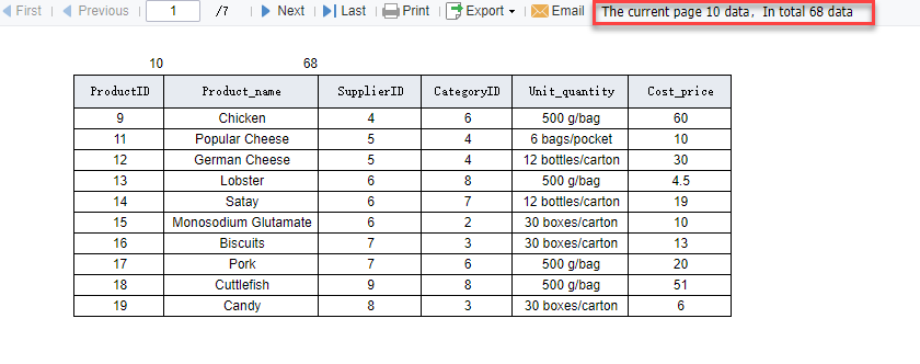 JS Display Row Count in the Toolbar-FineReport Help Document