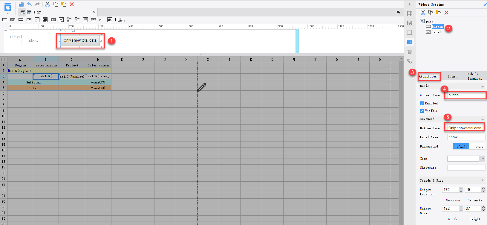 JS Show or Hide Data by Clicking the Parameter Pane Button-FineReport Help Document