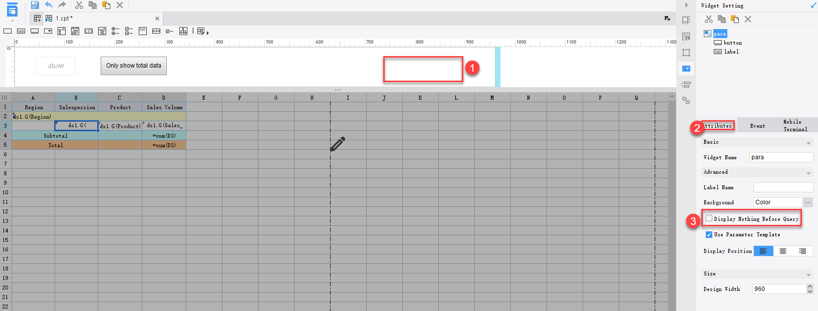 JS Show or Hide Data by Clicking the Parameter Pane Button-FineReport ...