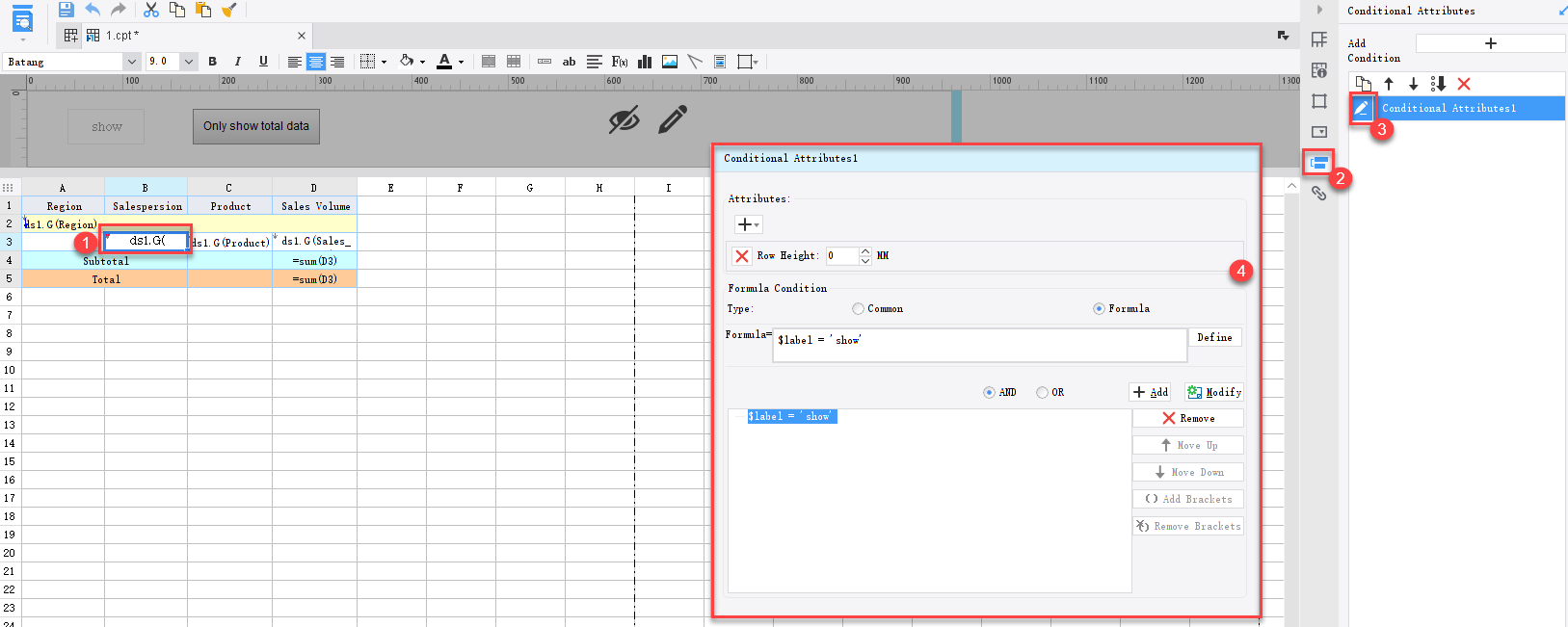 JS Show or Hide Data by Clicking the Parameter Pane Button-FineReport Help Document