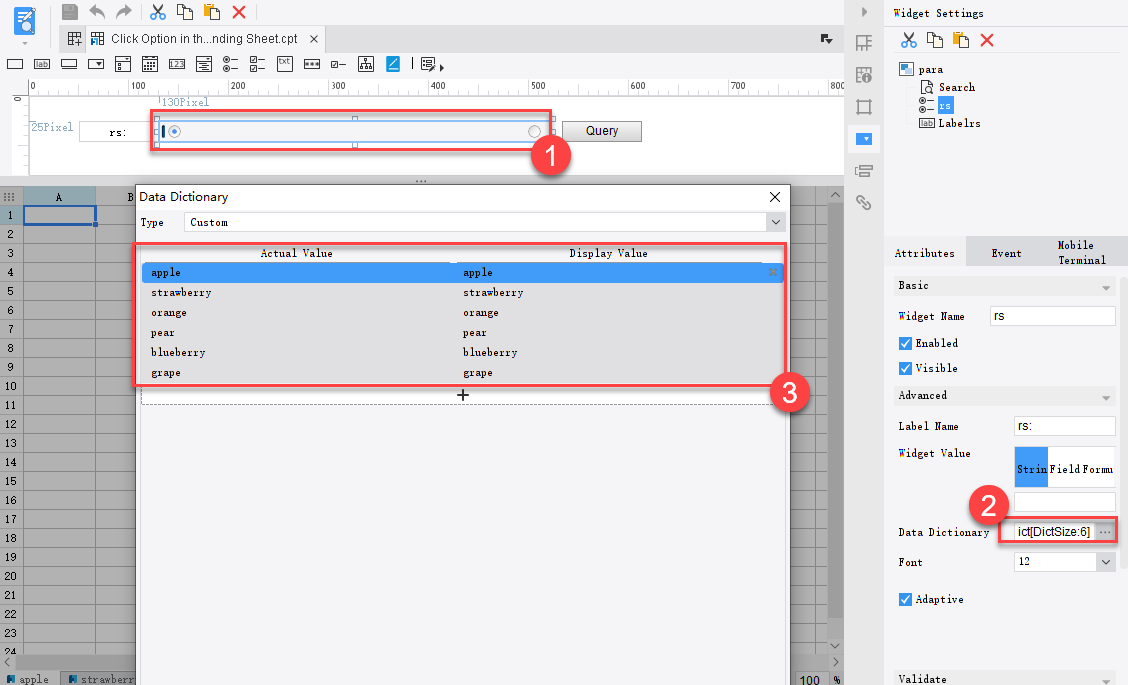 JS sheet Switch Sheets via Radio Button Group Widgets-FineReport Help ...