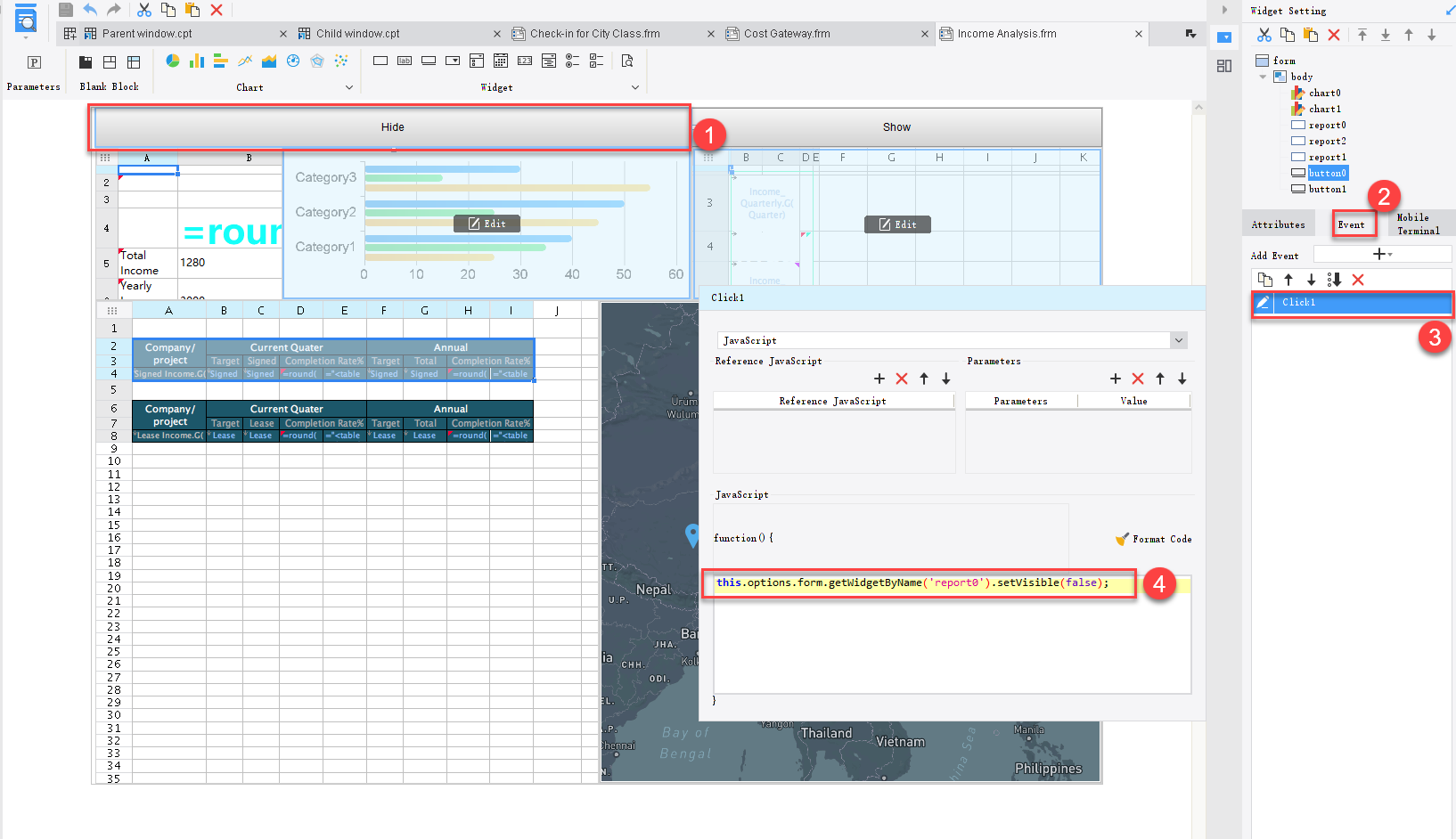 JS Hide Elements of a Dashboard-FineReport Help Document