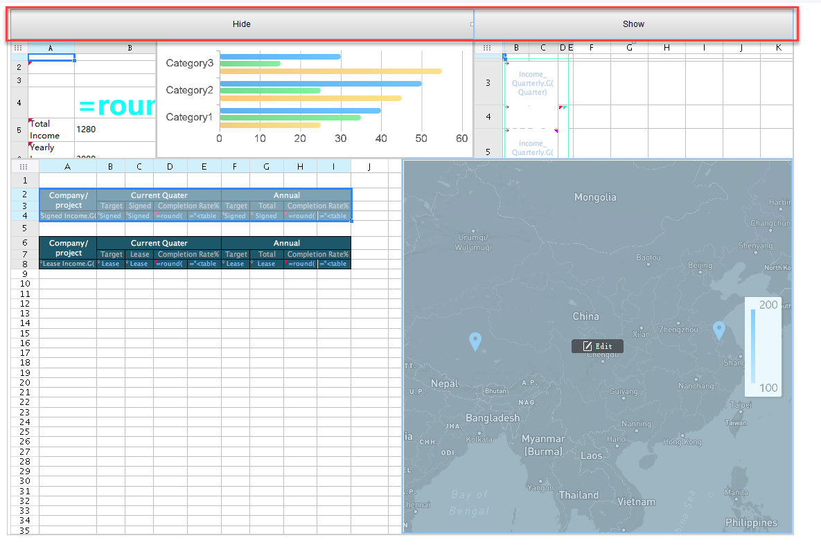 JS Hide Elements of a Dashboard-FineReport Help Document