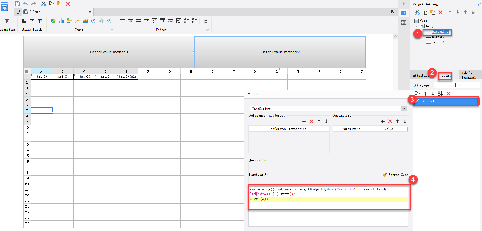 JS Get the Value of Cells in Report Blocks-FineReport Help Document