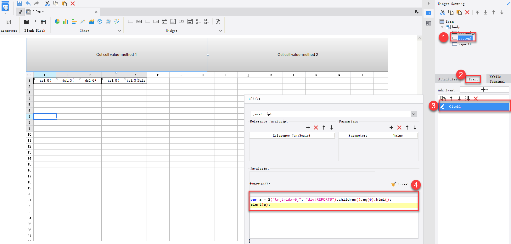 JS Get the Value of Cells in Report Blocks-FineReport Help Document