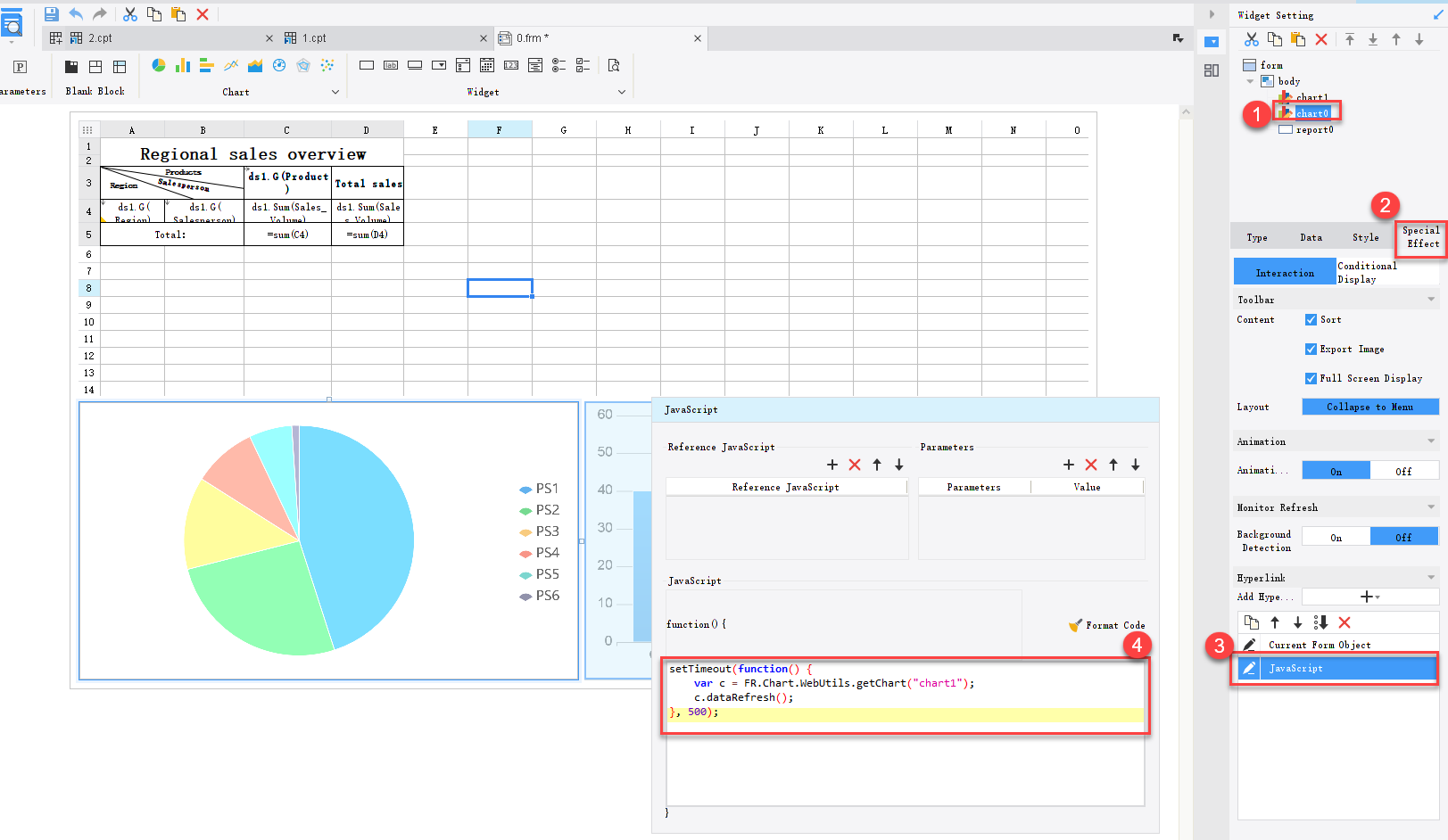 JS Refresh Data the Chart of a Dashboard-FineReport Help Document