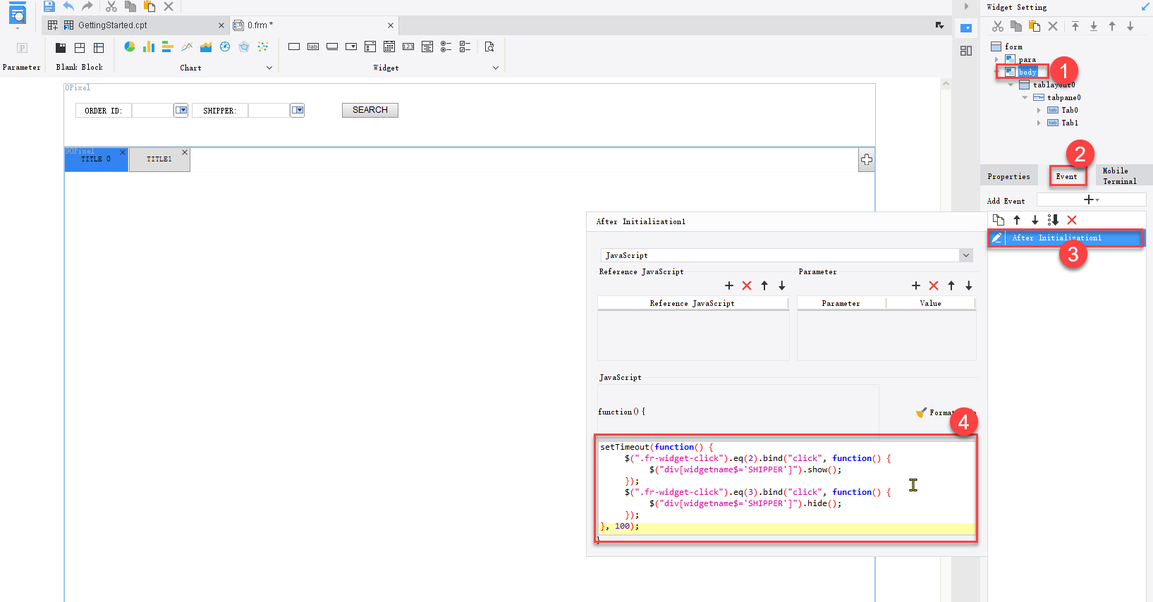 JS Show or Hide Parameter Widget by Switching Tabs-FineReport Help Document