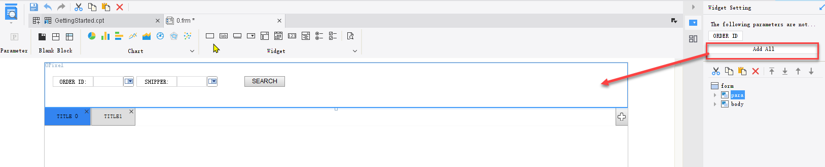 JS Show or Hide Parameter Widget by Switching Tabs-FineReport Help Document