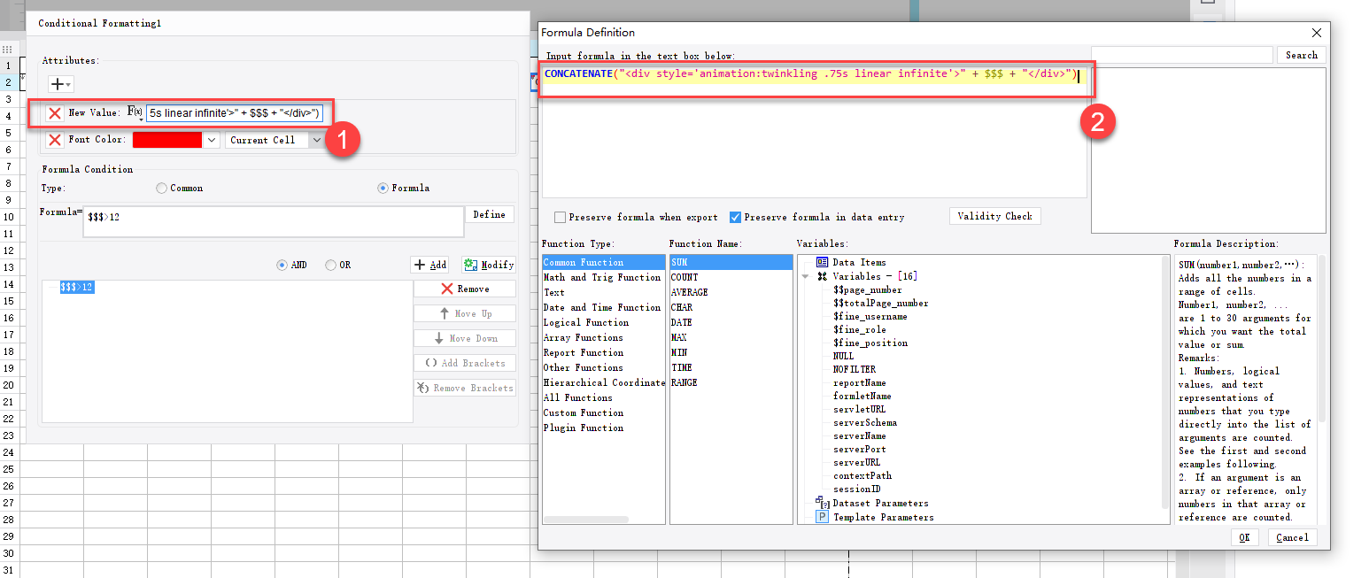 Cell Text Twinkling via CSS and Conditional Formatting-FineReport Help Document