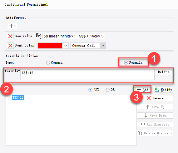 Cell Text Twinkling via CSS and Conditional Formatting-FineReport Help Document