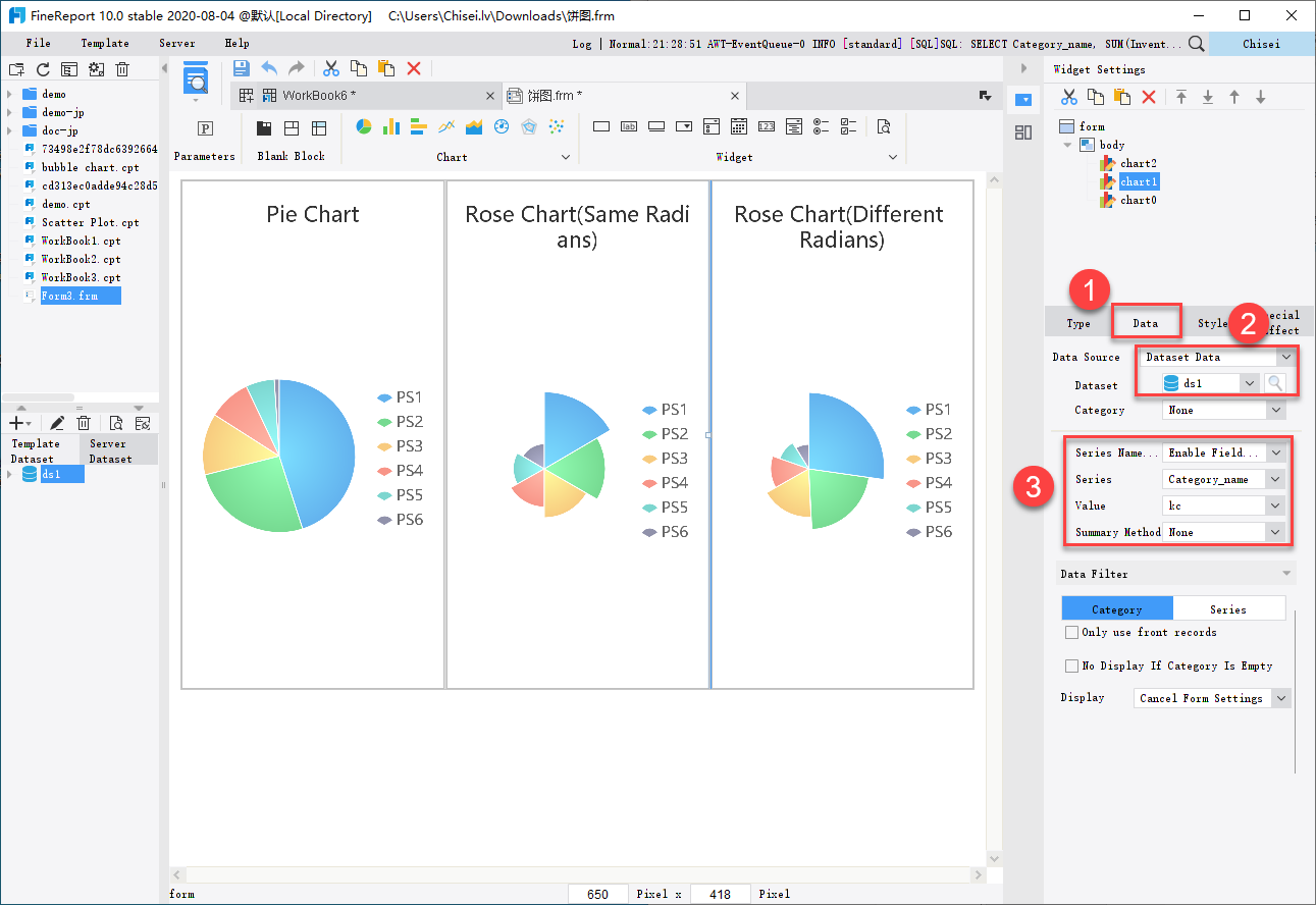 Pie Chart-FineReport Help Document