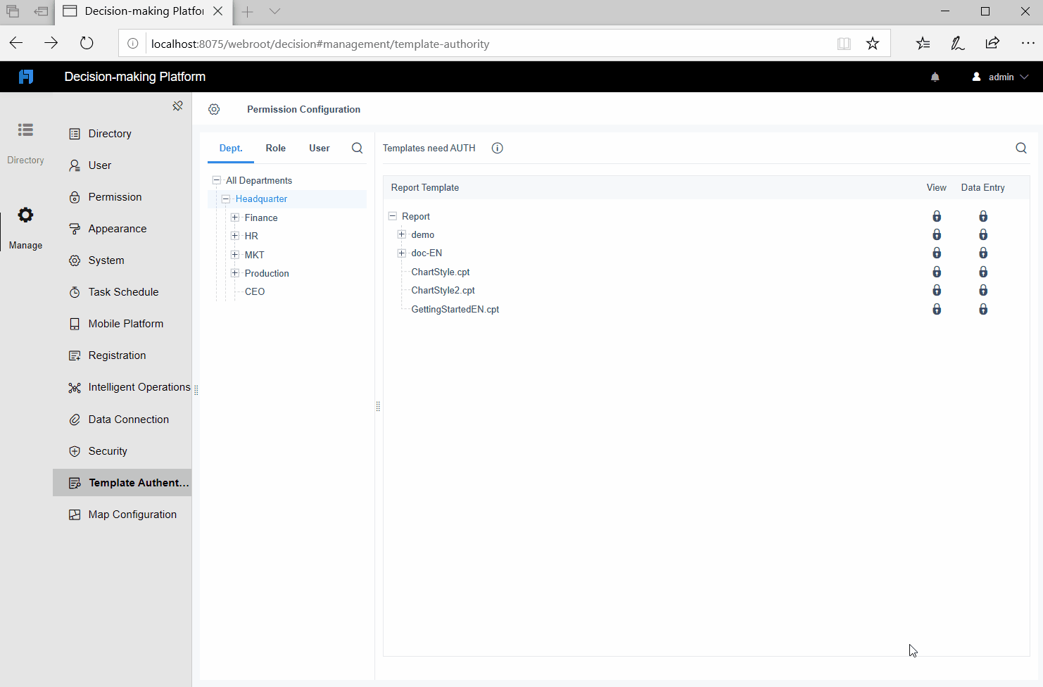 Role-based Authentication-FineReport Help Document