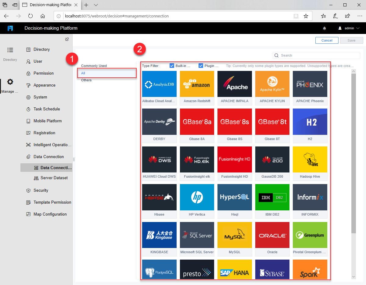 Data Connection at Platform-FineReport Help Document