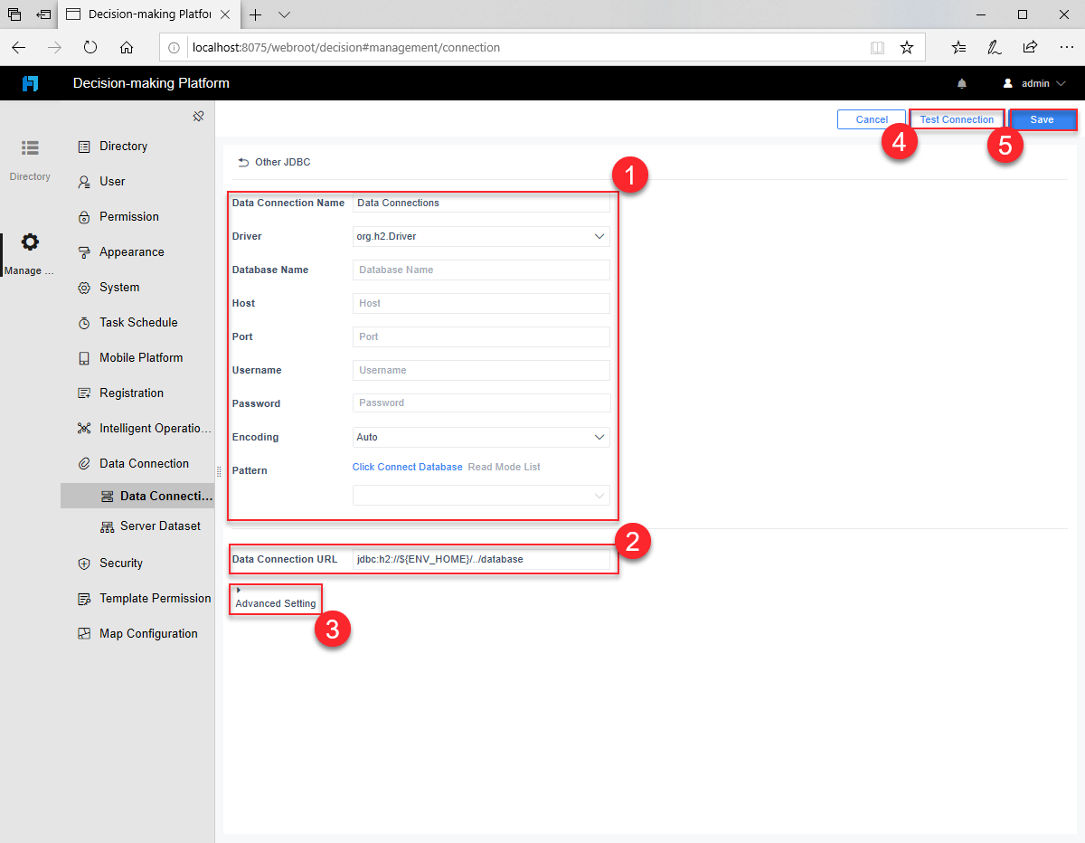 Data Connection at Platform-FineReport Help Document