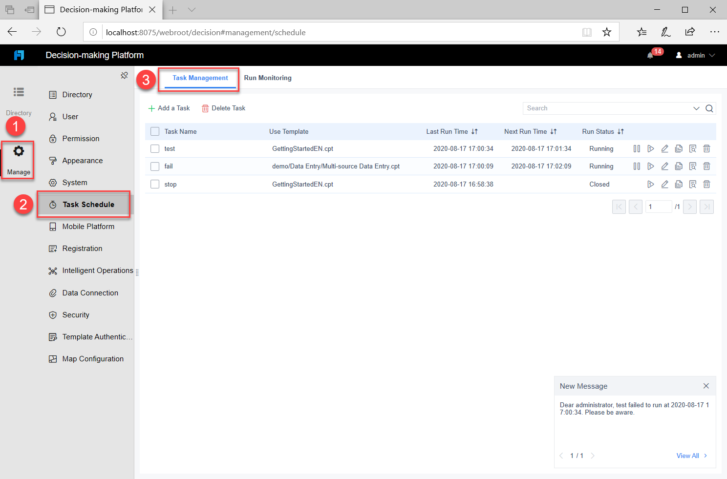 Task Schedule Management-FineReport Help Document