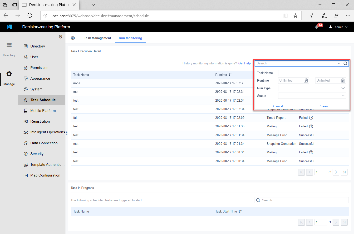 Task Schedule Management-FineReport Help Document