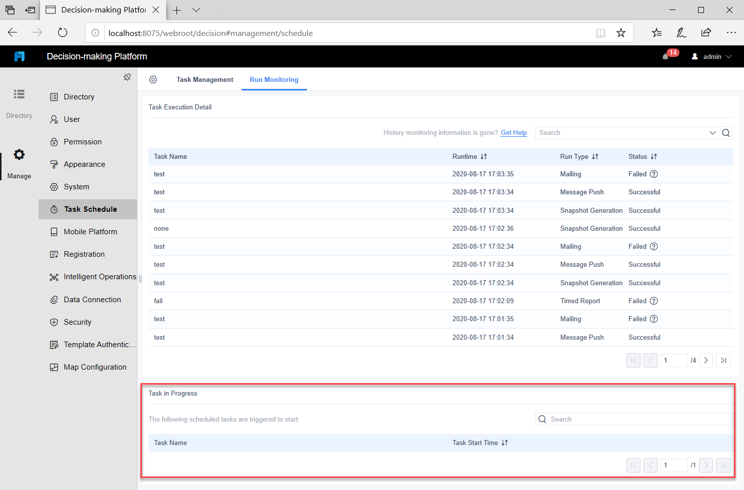 Task Schedule Management-FineReport Help Document