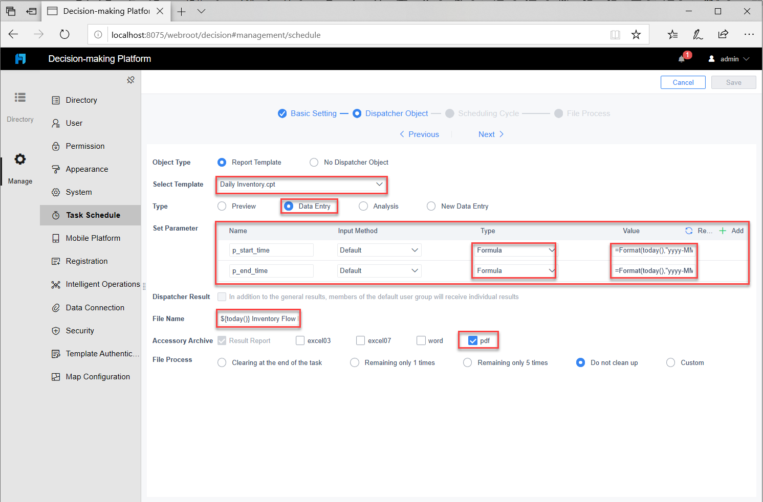 Scheduled Data Entry-FineReport Help Document