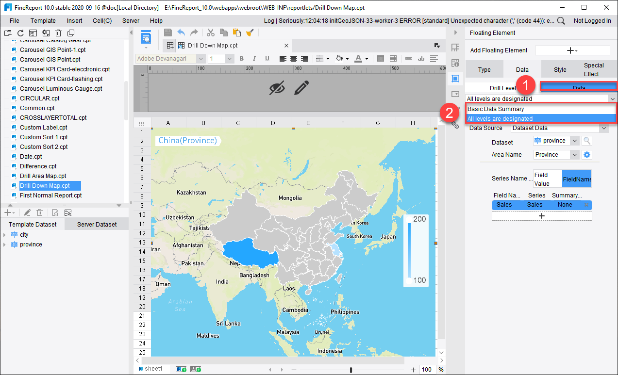 Drill-down Map-FineReport Help Document