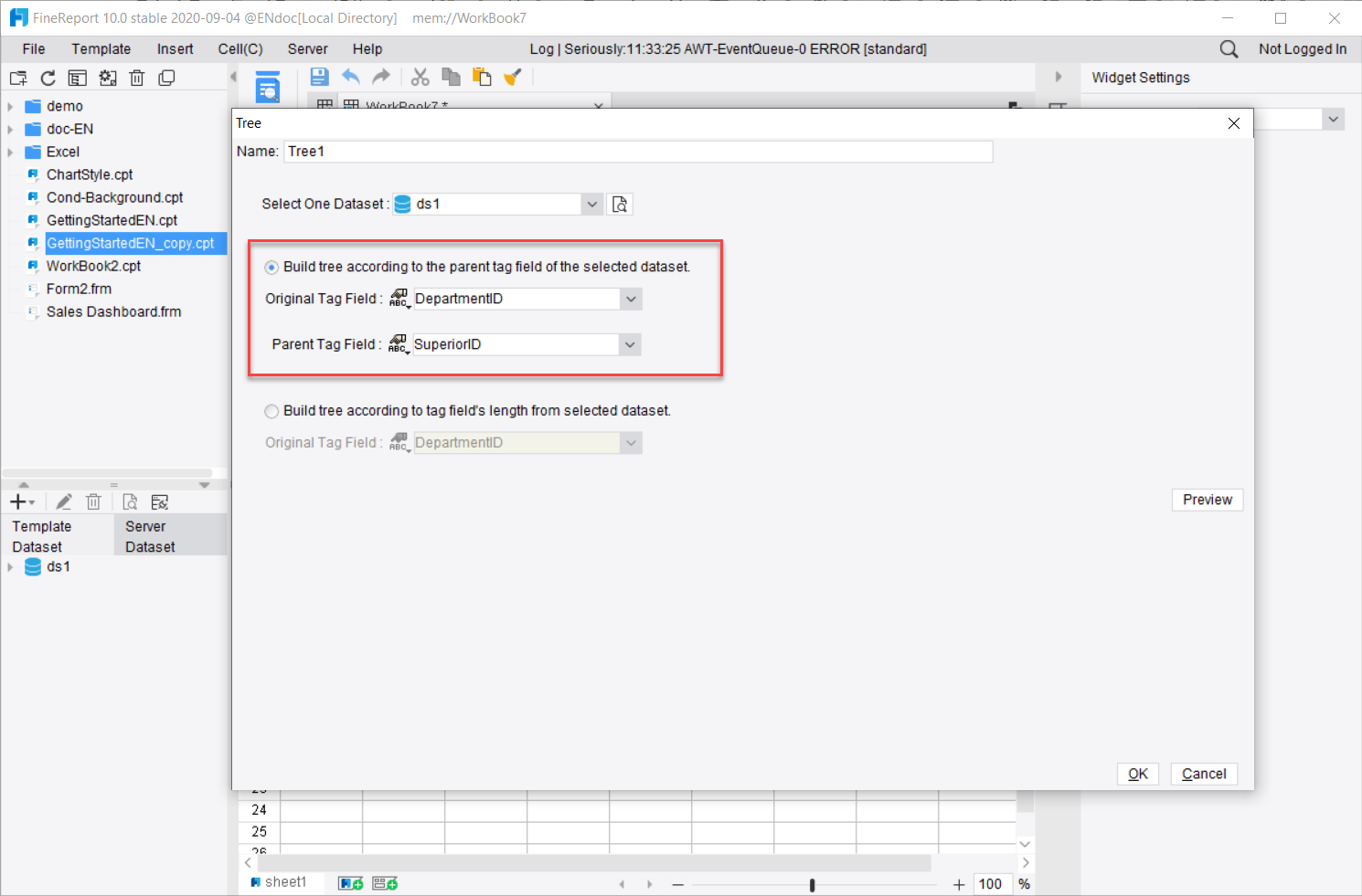 Tree Dataset-FineReport Help Document