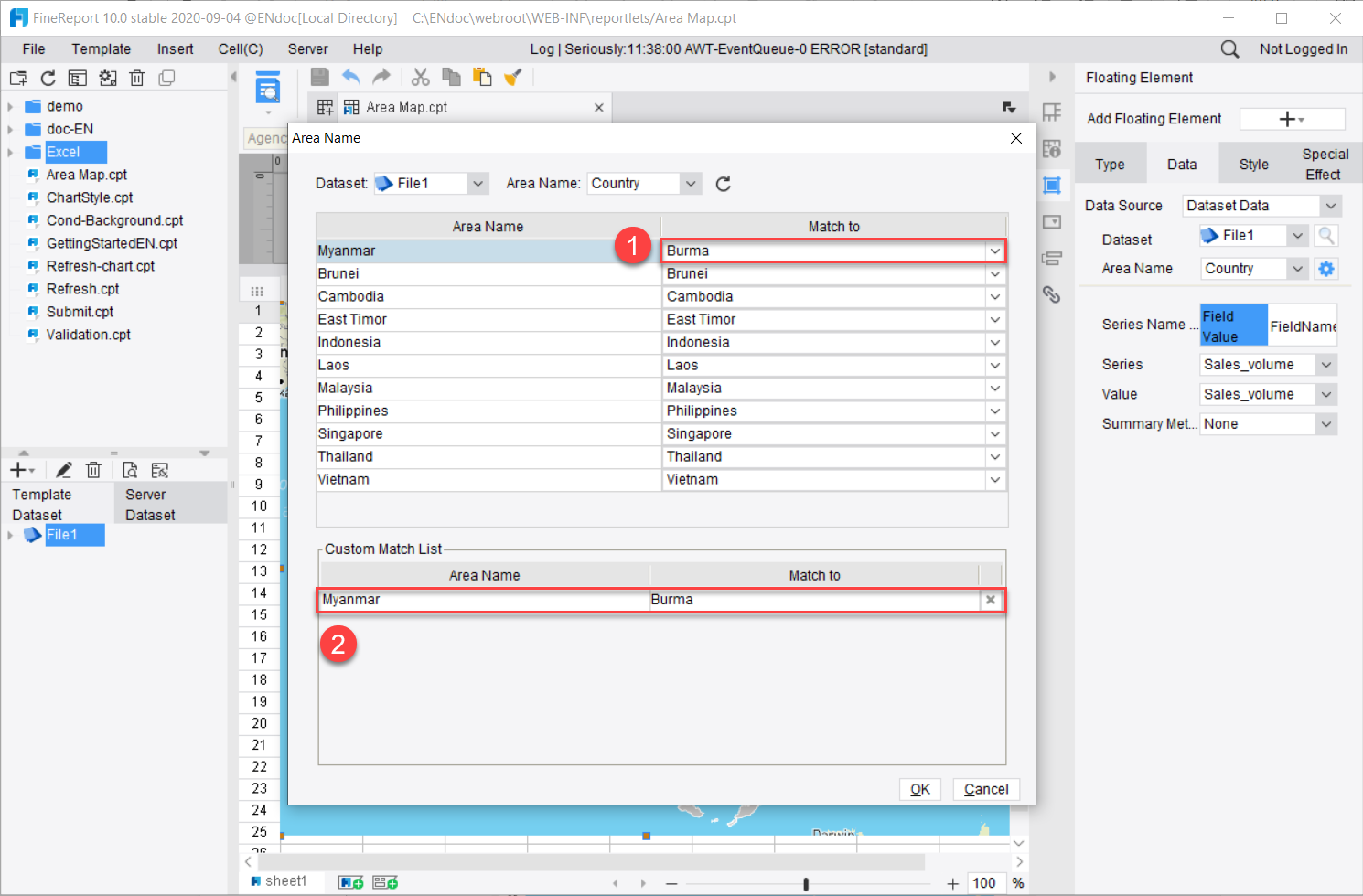 Area Map-FineReport Help Document