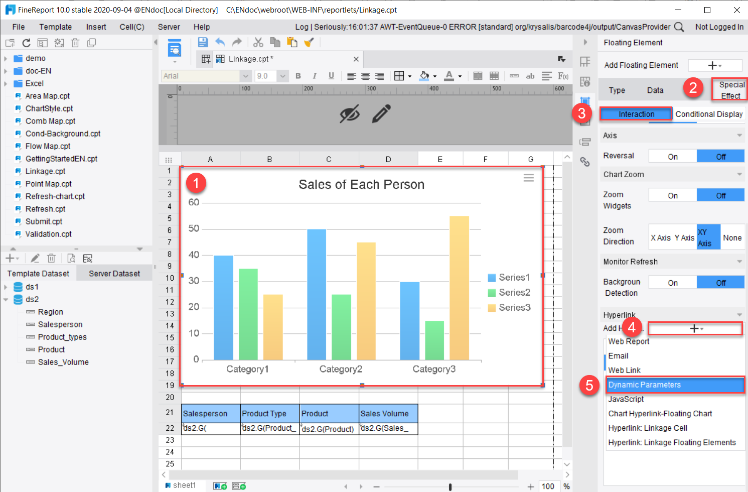 Chart Linkage in General Report-FineReport Help Document