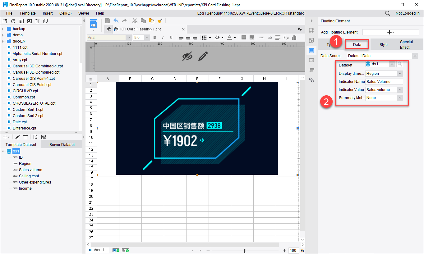 Extended Chart - Carousel KPI card-FineReport Help Document