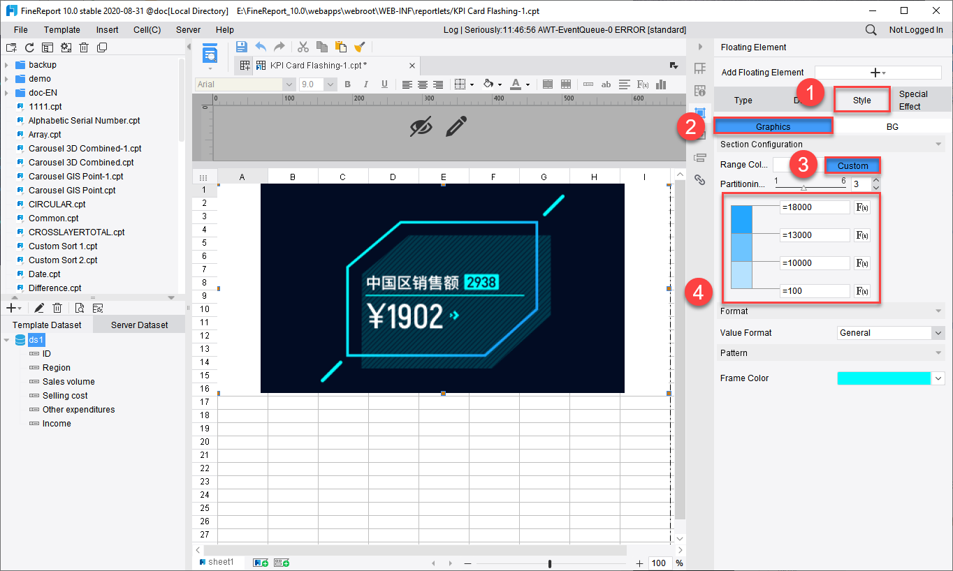 Extended Chart - Carousel KPI card-FineReport Help Document
