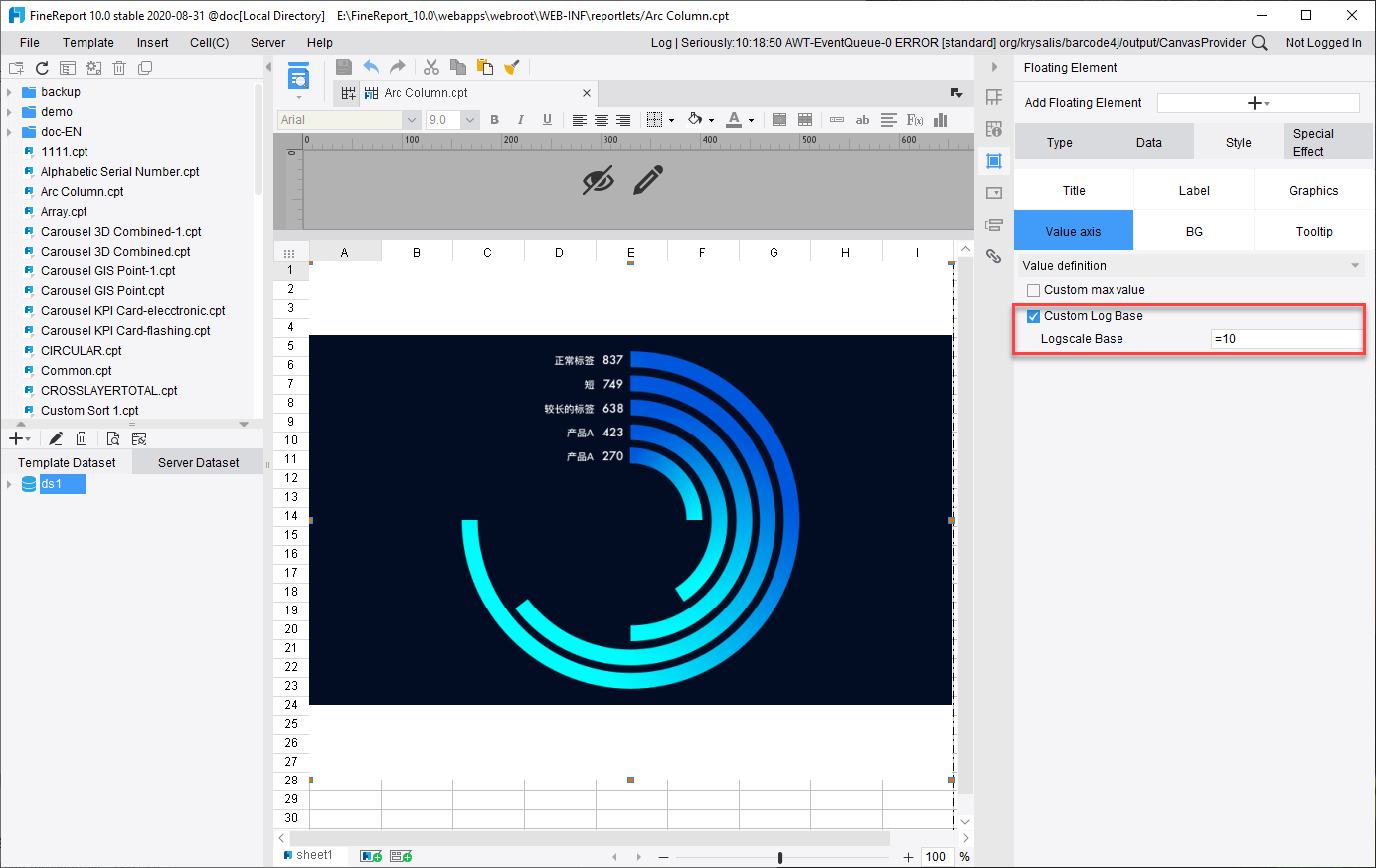 Extended Chart - Arc Column Chart-FineReport Help Document