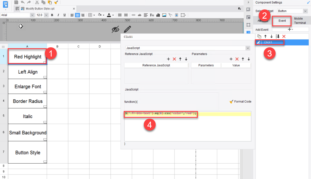 JS Custom Button Style-FineReport Help Document