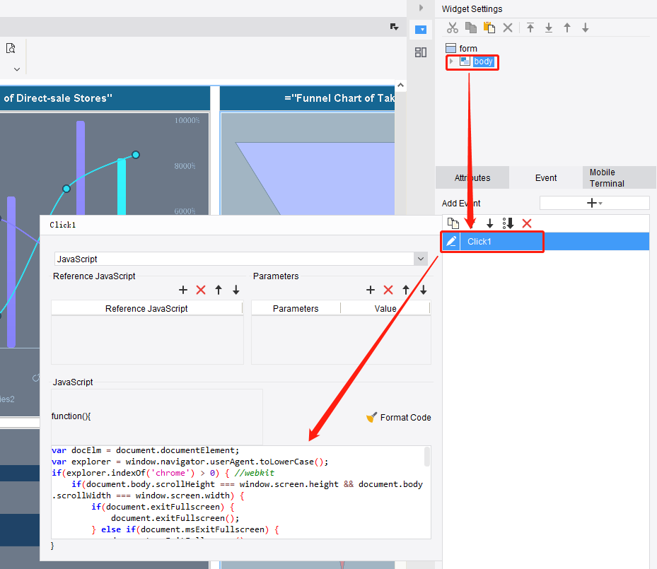 JS Click Dashboard to Display in Full Screen-FineReport Help Document