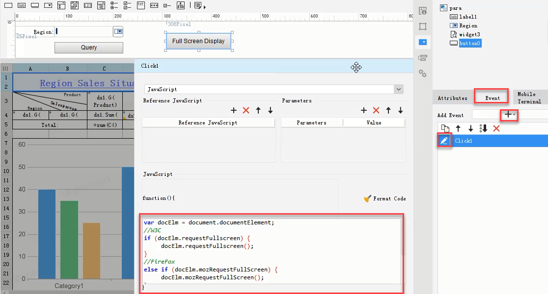 JS Full-screen Preview by Clicking Button-FineReport Help Document